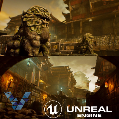 ue5虚幻5 中式国风运河环境场景模型Asian Canal Environment