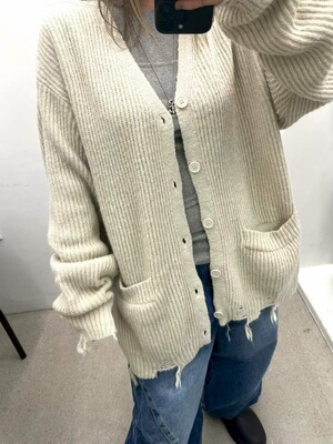 韩国东大门2025秋冬新品hertz-p时尚百搭V领长袖针织开衫女