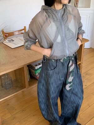 韩国东大门2026春季新款VIVACITY时尚百搭洋气透视纯色连帽外套