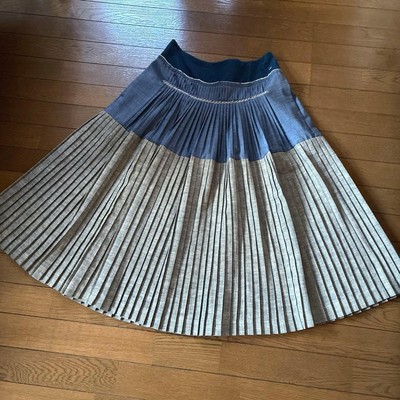 45R 靛蓝色 超美 百褶长裙 半裙 日本制