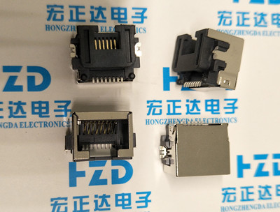 贴片 RJ45插座 单口 全包 沉板式 网口插座 8P8C 破板型 铜壳环保
