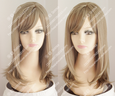 梨花棕色欧美时尚风斜刘海假发