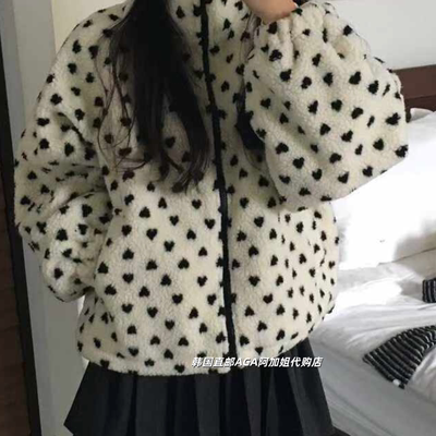 韩国直邮AGA爱心毛毛外套