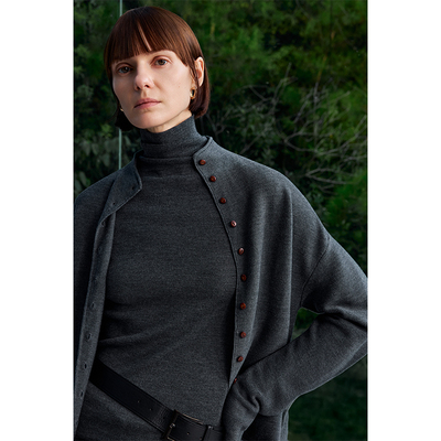 Chicnine | 一排扣开衫外套两穿针织开衫羊绒毛衣简约小香风显瘦