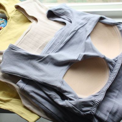 螺纹棉混宽带方领打孔透气薄杯