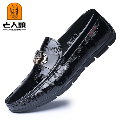 老人头皮鞋男式豆豆鞋真皮高档款