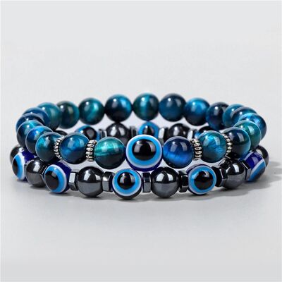 Evil Eye Beads Bracelet Natural Stone Lava Hematite