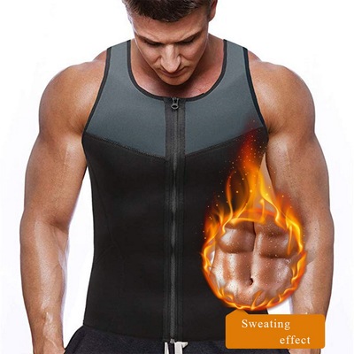 Men's Running Vest Slimming Zipper Neoprene Sweat Shirt Gym