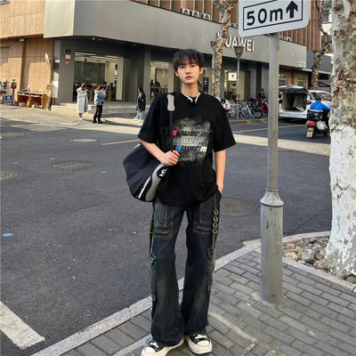 国潮痞帅复古纯棉宽松短袖T恤男