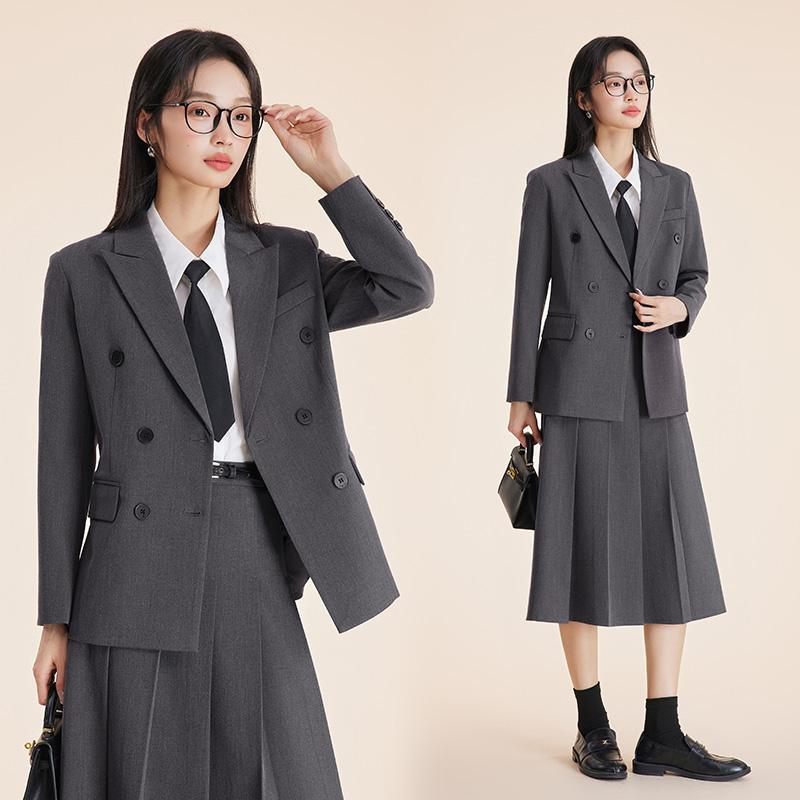 高级感西装套装百褶裙女春秋2025新气质职业装西服大学生面试外套