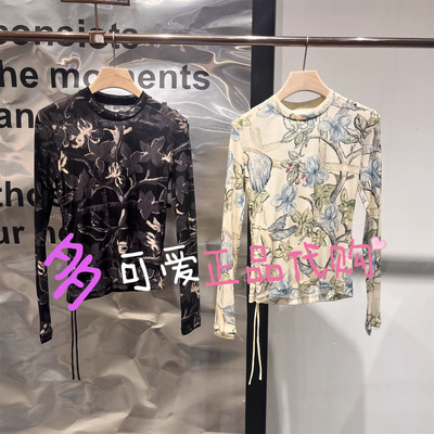 播T恤2026夏季BDT2YD2915新款圆领长袖印花修身打底上衣鹅影成趣