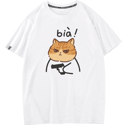 秀洛bia猫a狗日系情侣装夏装短袖T恤男情侣款猫狗互动恋爱脑纯棉