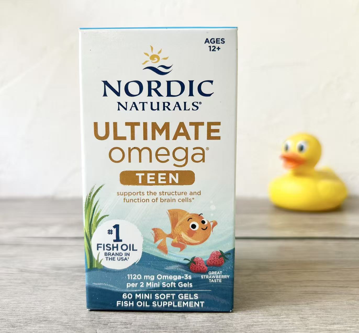 Nordic Naturals青少年teen鱼油胶囊Omega草莓60粒12-18岁/28.10