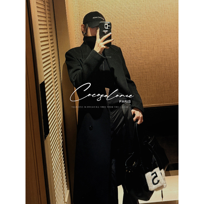 秋冬新款休闲重磅长款毛呢大衣