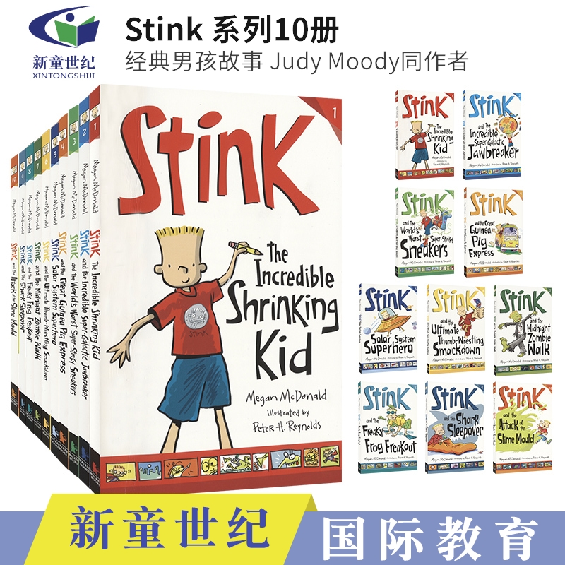 英文原版 Stink The Incredible Shrinking Kid小男孩日常生活故事10册桥梁章节小说作者Judy Moody小 ...