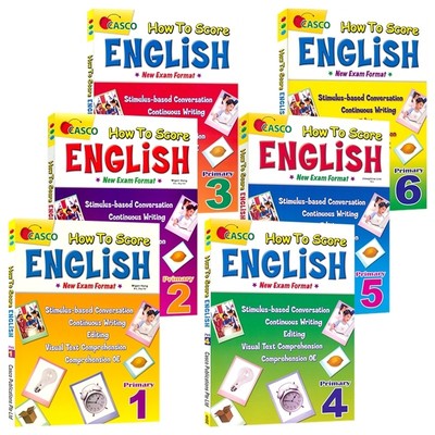 Casco How To Score English New Exam Format Primary 1-6 新加坡 小学英语考试模拟题 1-6年级  PSLE 测试卷   英文原版进口图书