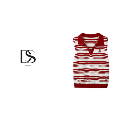 DRESS-2026夏新款时尚撞色条纹POLO领宽松减龄百搭针织衫5193H