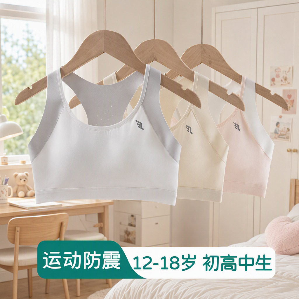 纯棉初高中生大码内衣女大童背心青春发育期学生运动文胸透气