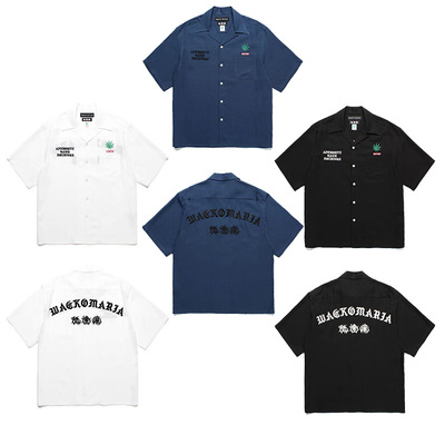 WACKO MARIA 联名25SS新款刺绣高级枫叶休闲夏威夷短袖衬衫