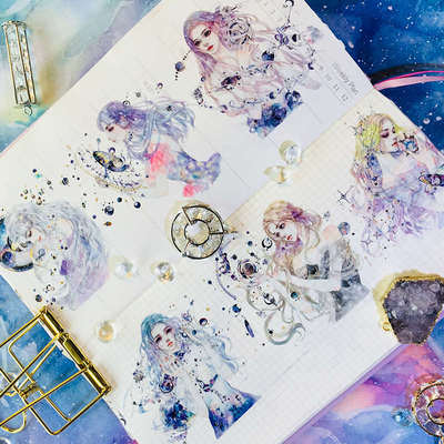 ENO幻辰特殊油墨和纸胶带整卷星辰梦女神人物手帐日记diy贴纸手账