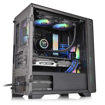 Tt台式电脑主机箱启航者A1黑色白色MATX迷你小机壳侧透240水冷