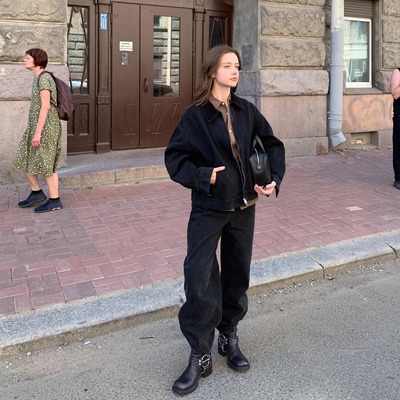 果核宇宙街头感做旧夹克外套