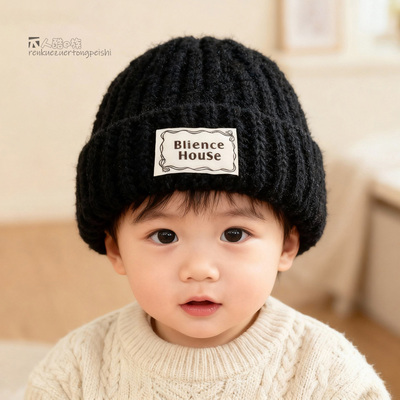 儿童毛线帽韩版ins个性字母