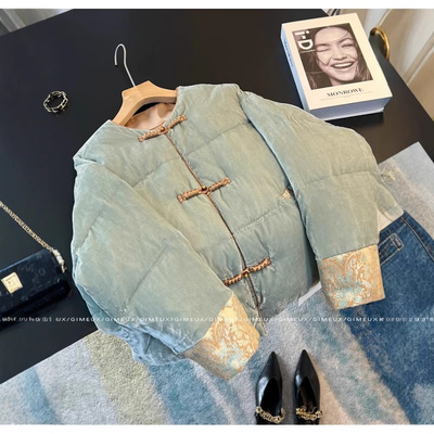 新中式丝绒羽绒服女款2025