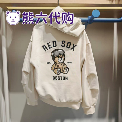 MLB儿童皱眉熊图案宽松连帽衫
