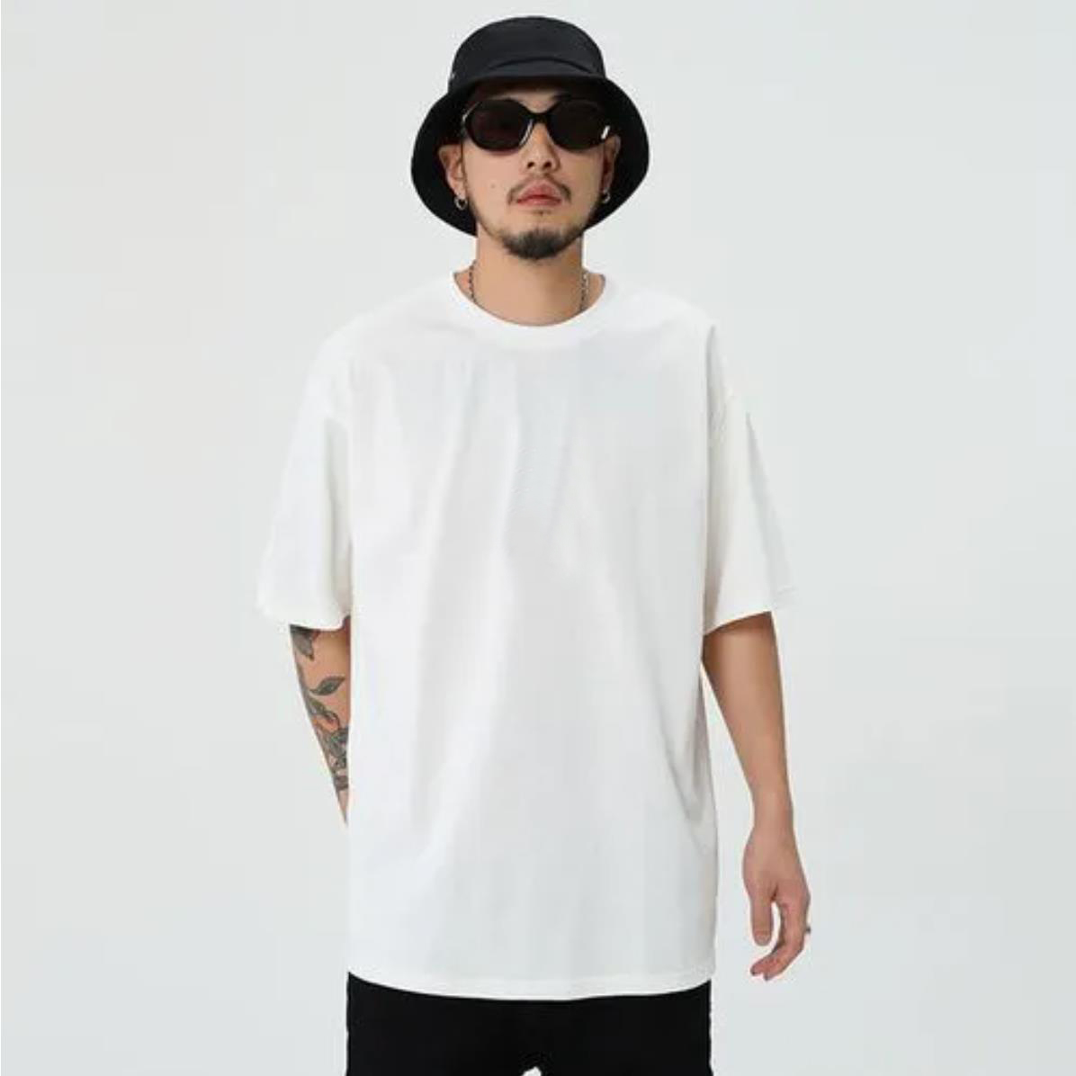 倔强工作室重磅240g短袖t恤男女纯棉白色夏季体恤基础款打底衫_虎窝淘