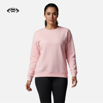 圆领卫衣宽松落肩袖百搭运动套头衫极简休闲风企业定制印LOGO