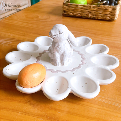 轩艺家居 mud复活节兔子托盘 生蚝盘 卡通造型盘子创意调色陶瓷盘