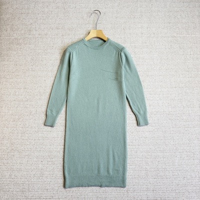 妞妞家春季新品女士简约羊毛混纺圆领3D无缝长款套头针织衫8689