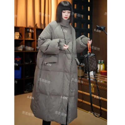 2025冬季新款白鸭绒欧韩版减龄休闲立领斜门襟羽绒服女8818