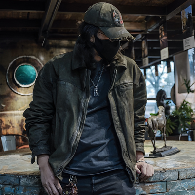 牛皮复古做旧皮衣男款秋冬夹克