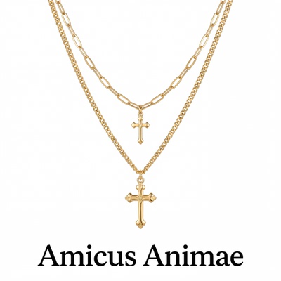 AmicusAnimae多层十字架锁骨链