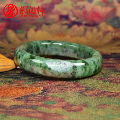 和田玉碧玉籽料手镯白加绿飘翠