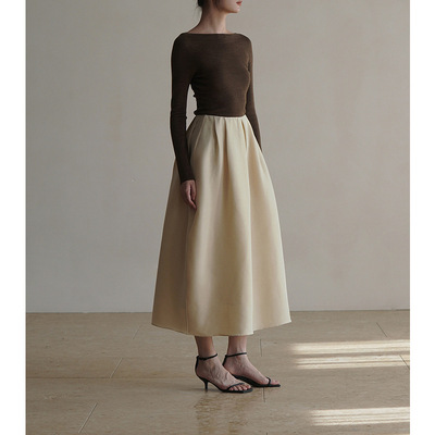 妖猪优雅经DIAN伞裙 蓬松空气感羊毛大摆半身裙 中长裙女