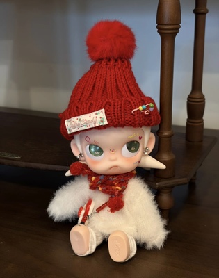 zsiga姜饼人圣诞帽套装molly可动人偶红色套装新年红色帽子衣服