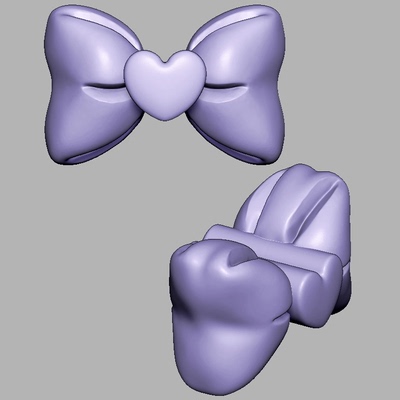 爱心蝴蝶结圆雕图图纸四轴雕刻机stl文件三维立体图雕刻3d模型765