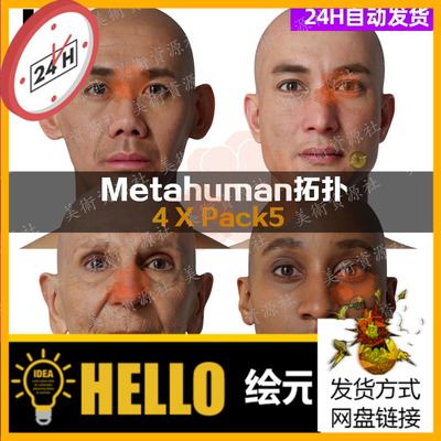 4套Metahuman拓扑人头扫描贴图超写实扫描头部脸部3DScan store1