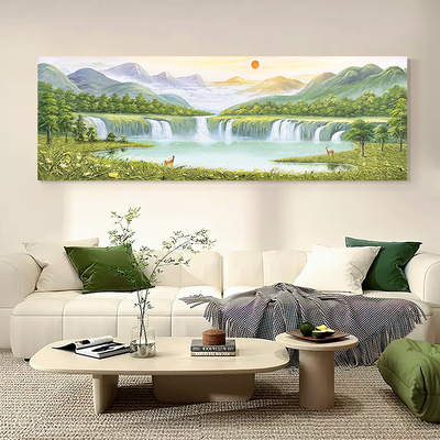 HESD.ART原创手绘油画《俊山秀水》沙发背景墙客厅装饰画日出挂画