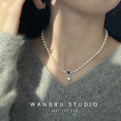 WANGRU往如纯银珍珠托帕石项链