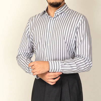 纯棉条纹夏季长袖商务休闲衬衣
