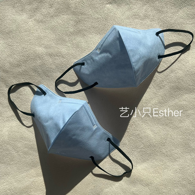 香港复古雾霾蓝纯色3d立体口罩浅蓝色秋冬四层透气成人高颜值显白