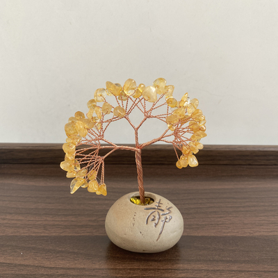 天然水晶手工迷你招财树桌面摆件