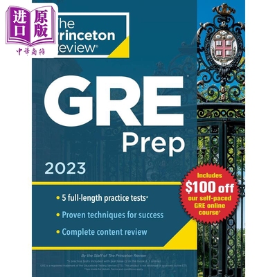进口原版 *Princeton Review GRE Prep 2023 Graduate School Test Preparation 普林斯顿GRE考试备考2023 研究生院   Princeton U