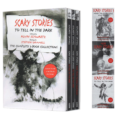 进口原版 Scary Stories Paperback Box Set 在黑暗中讲述的恐怖故事系列 3本套装 英文原版小说 惊悚恐怖小说 Alvin Schwartz