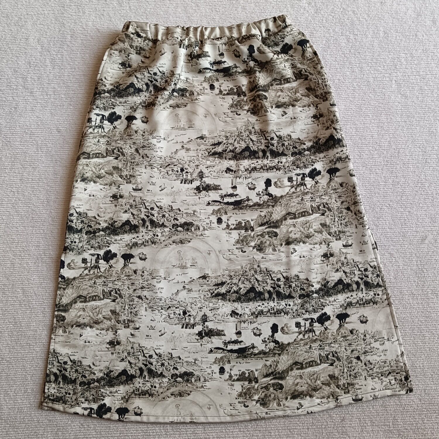 服装定制缝纫加工A字裙复古水墨休闲气质百搭女士优雅松紧半身裙