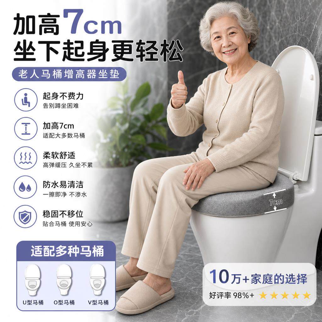 老人马桶增高器加高坐垫术后马桶圈坐便套防水EPP恒温四季家座圈